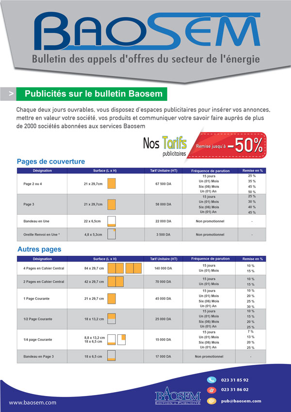 souscription publicité papier – BAOSEM